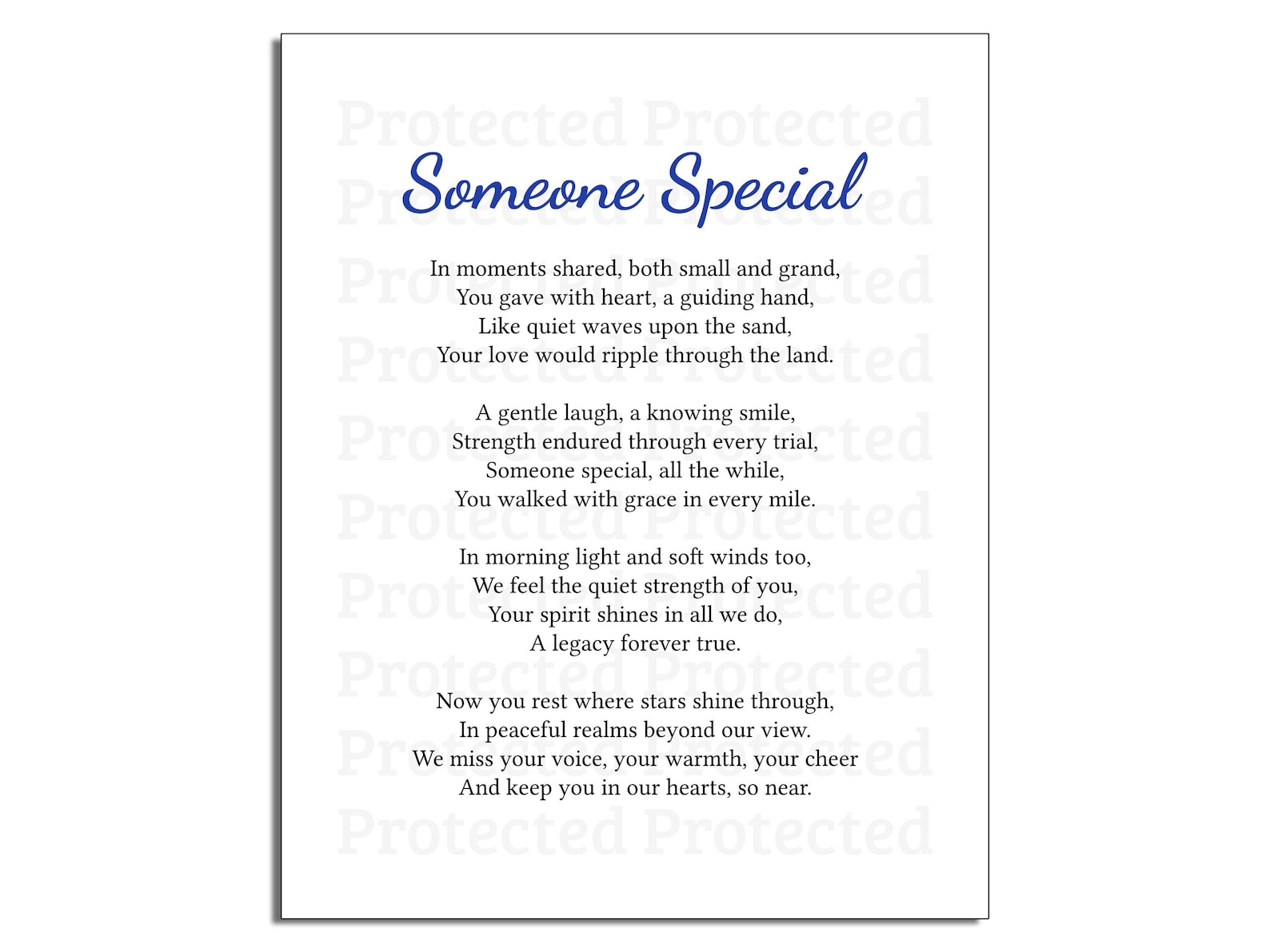 Memorial Poem for Someone Special | Tribute to Loved One | Remembrance ...