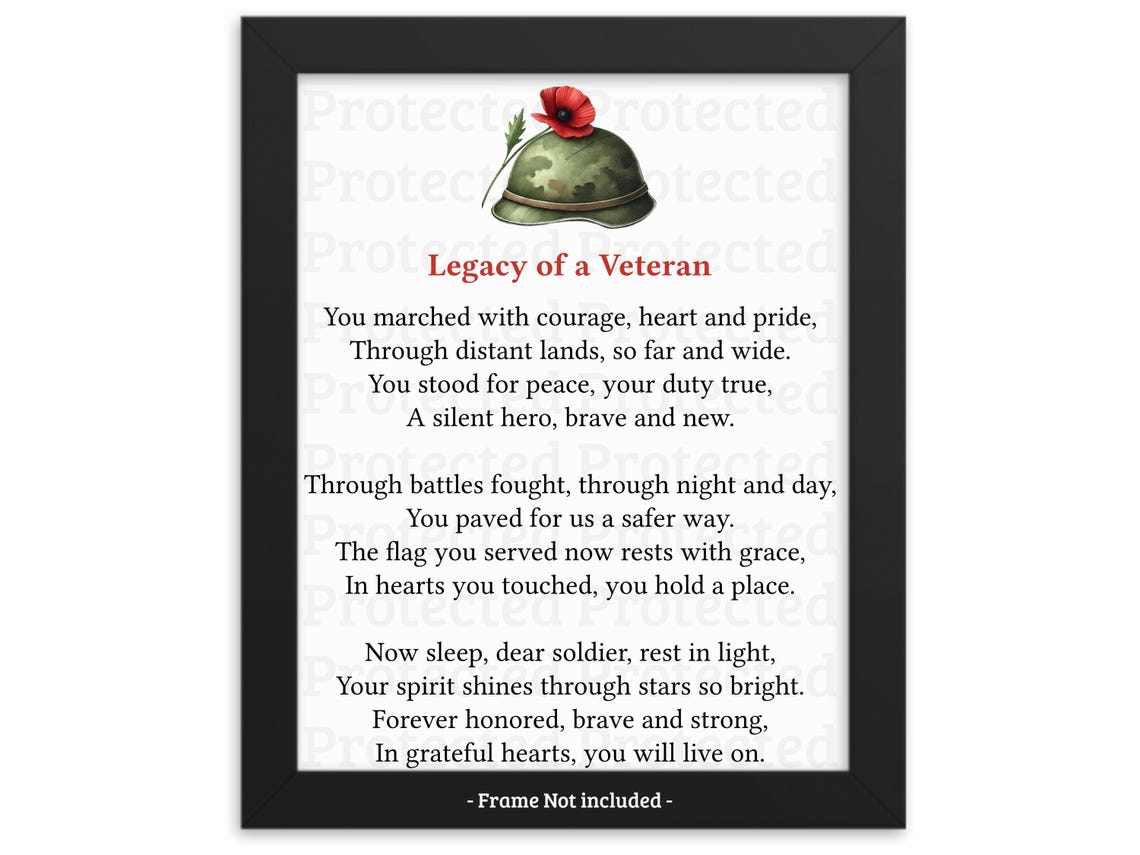 Memorial Poem for Veterans | Tribute to Veteran | Remembrance | Grieving | Loss of a Veteran ...