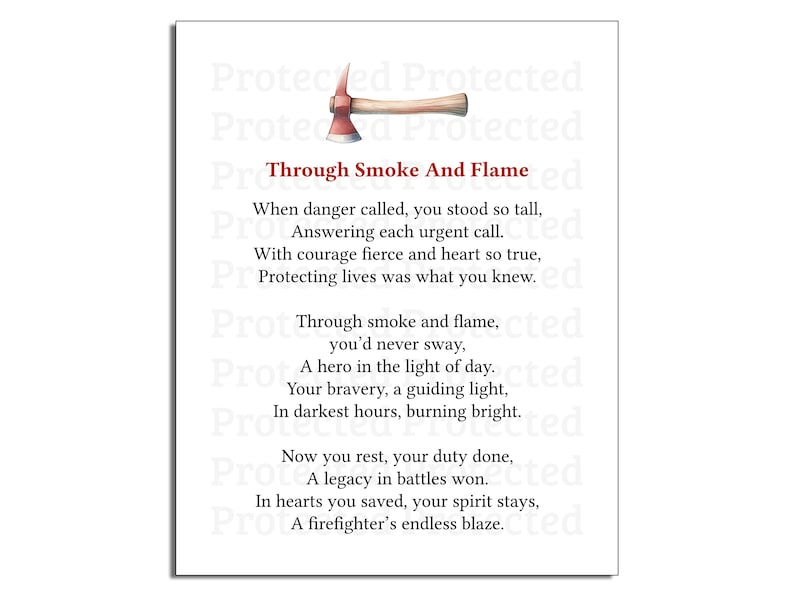 Memorial Poem for Firefighter | Remembrance Tribute | Loss of a ...