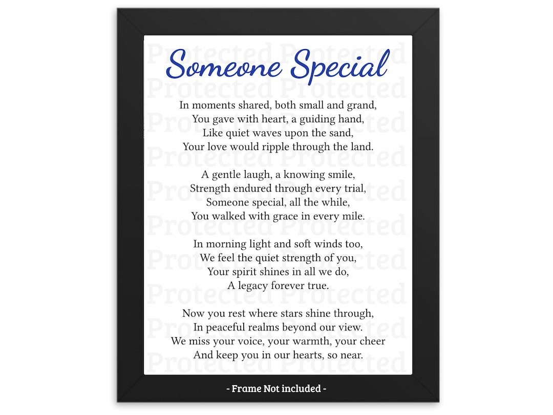 Memorial Poem for Someone Special | Tribute to Loved One | Remembrance ...