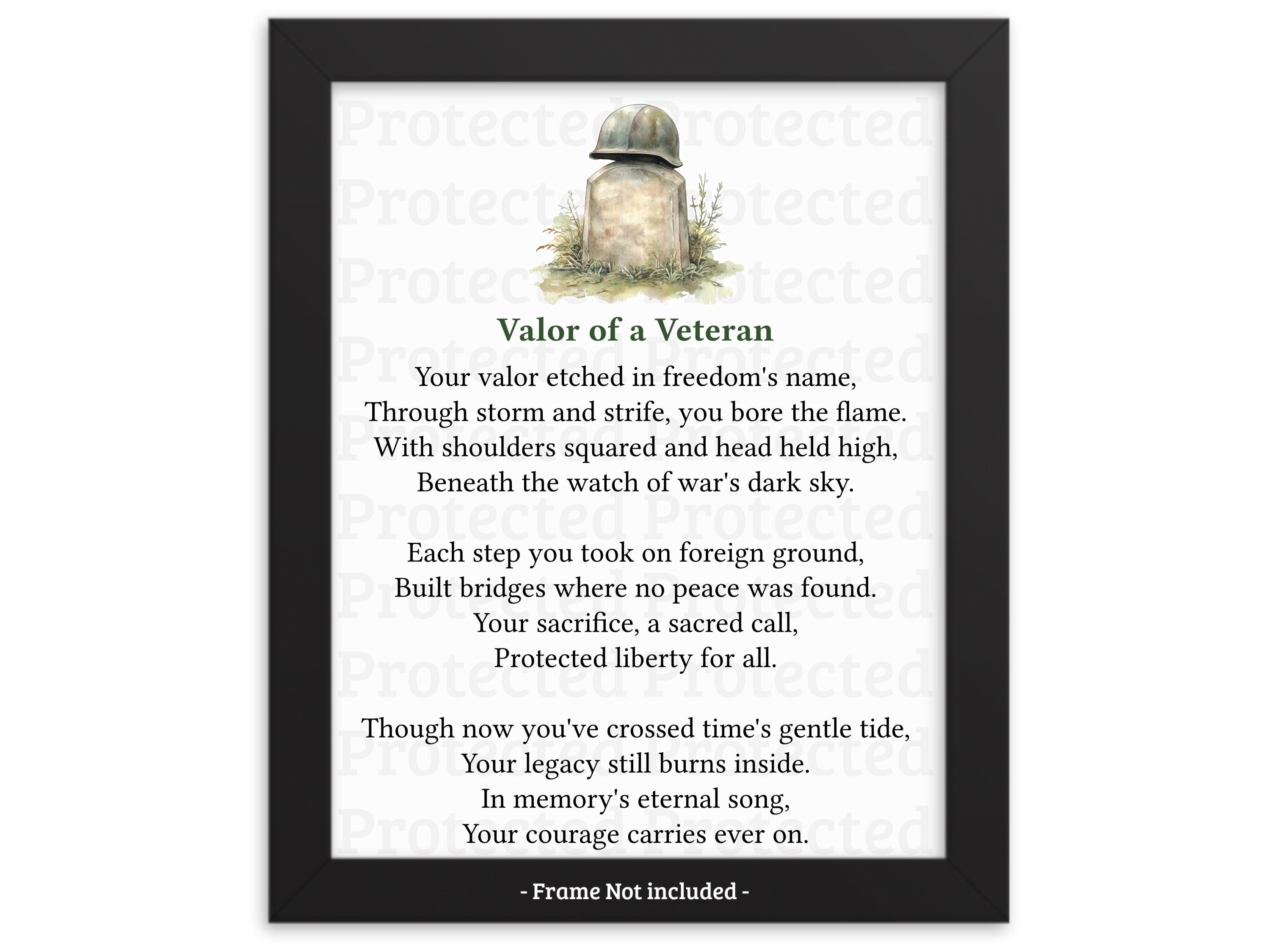 Memorial Poem for Veteran | Soldier Tribute | Remembrance | Loss of a ...