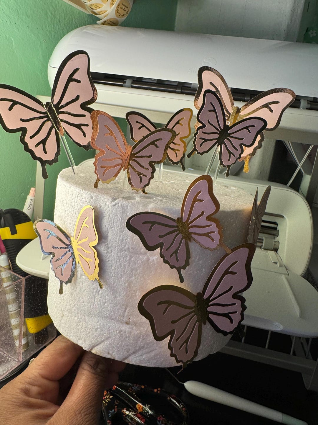 Pink and Gold Butterfly Caketopper - Etsy