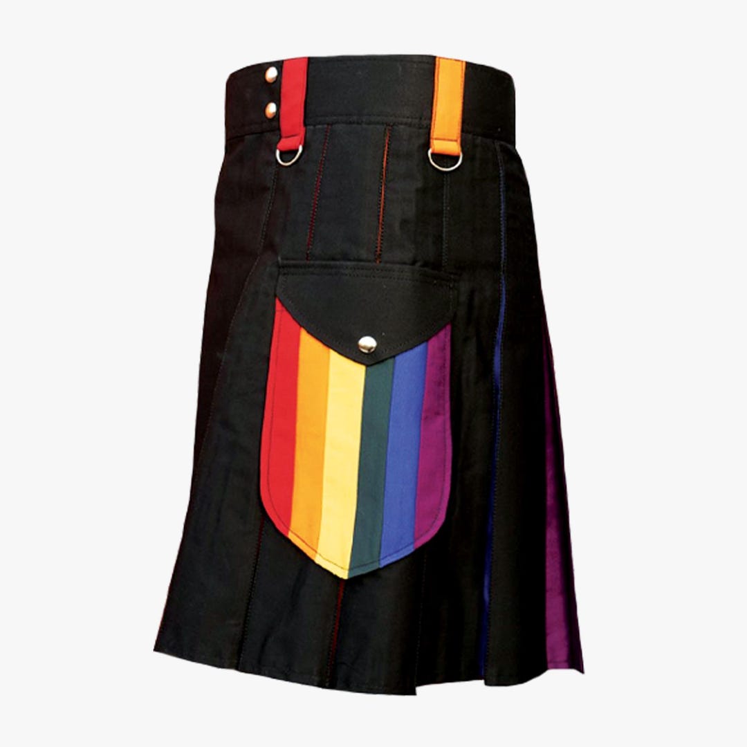 Men's Scottish LGBT Pride Kilt Rainbow Hybrid Kilt Handmade Modern ...
