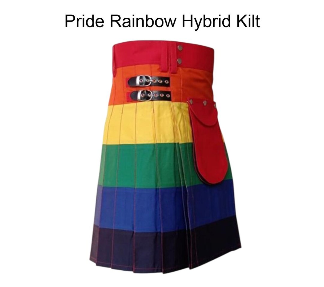 Mens Hybrid Utility Kilt Handmade Rainbow Pride Cotton Design for ...