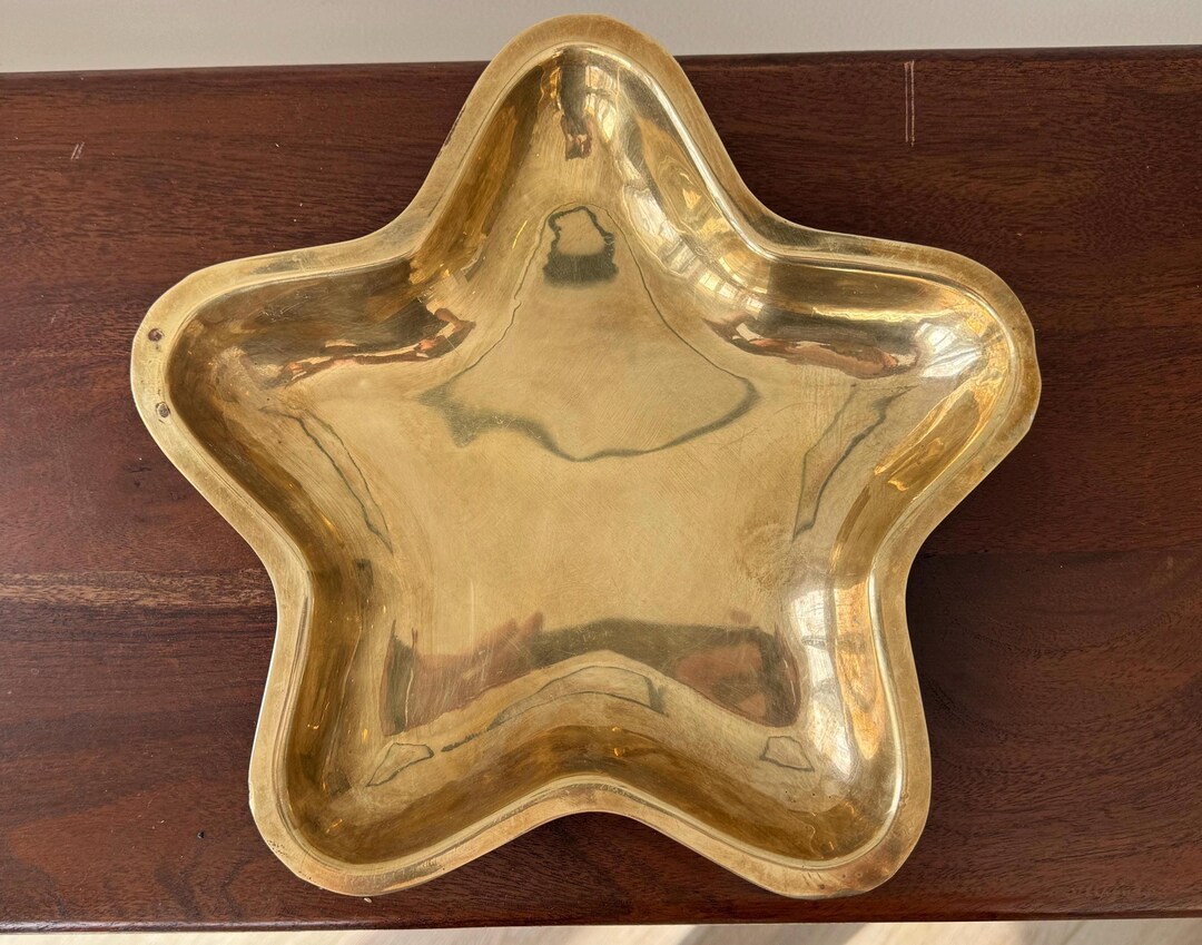 Vintage Solid Brass Large Star Shaped Dish / Plate Gold 11.5 ...