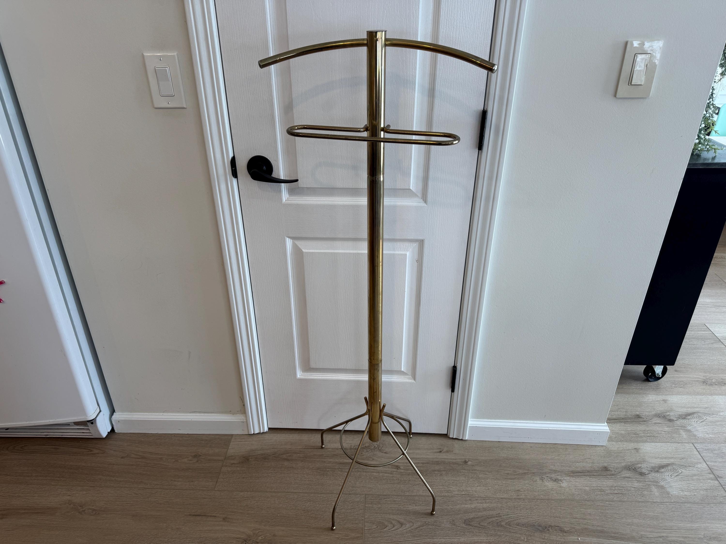 Vintage Brass Floor Length Clothing Butler Valet Coat Rack Art Deco ...