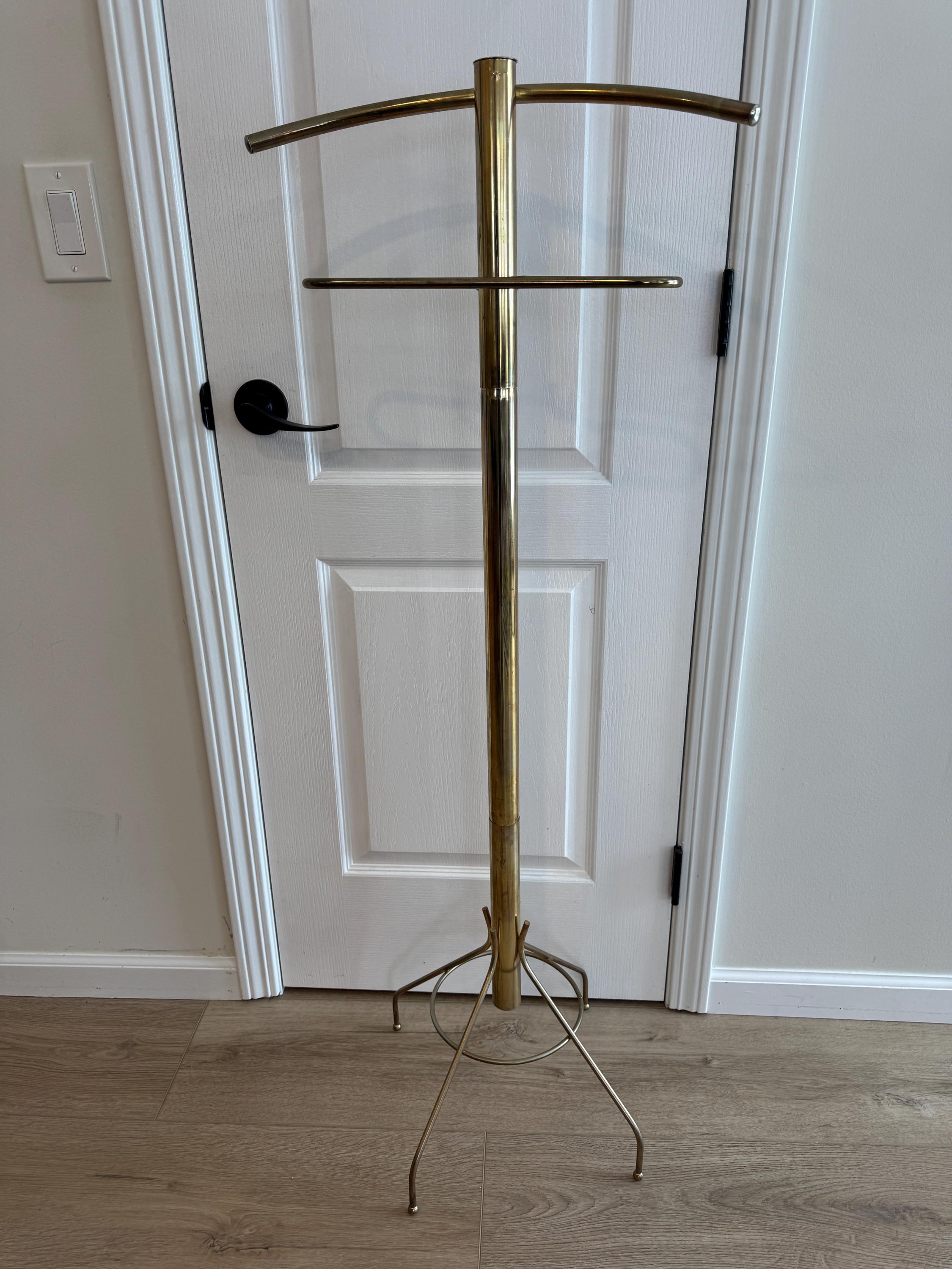 Vintage Brass Floor Length Clothing Butler Valet Coat Rack Art Deco ...