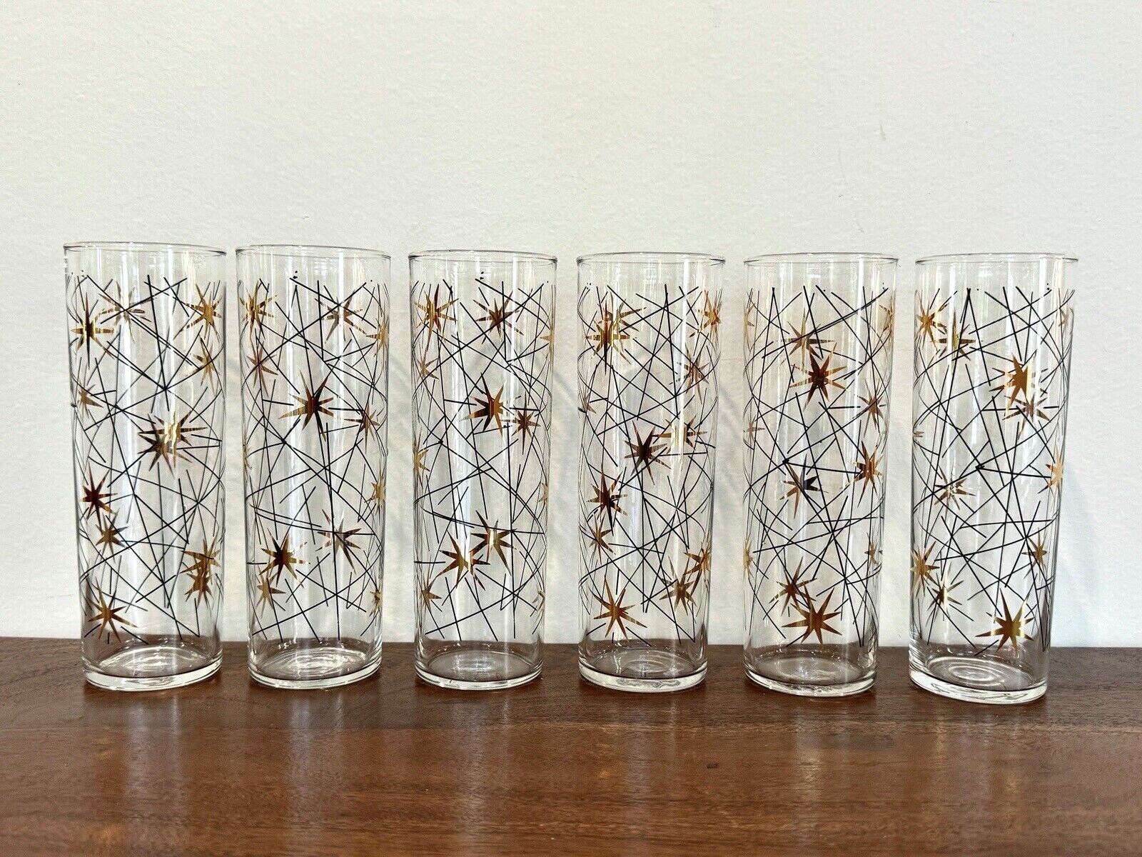 Libbey Safedge Glassware Atomic Galaxy Starburst Collins Glasses Set of ...