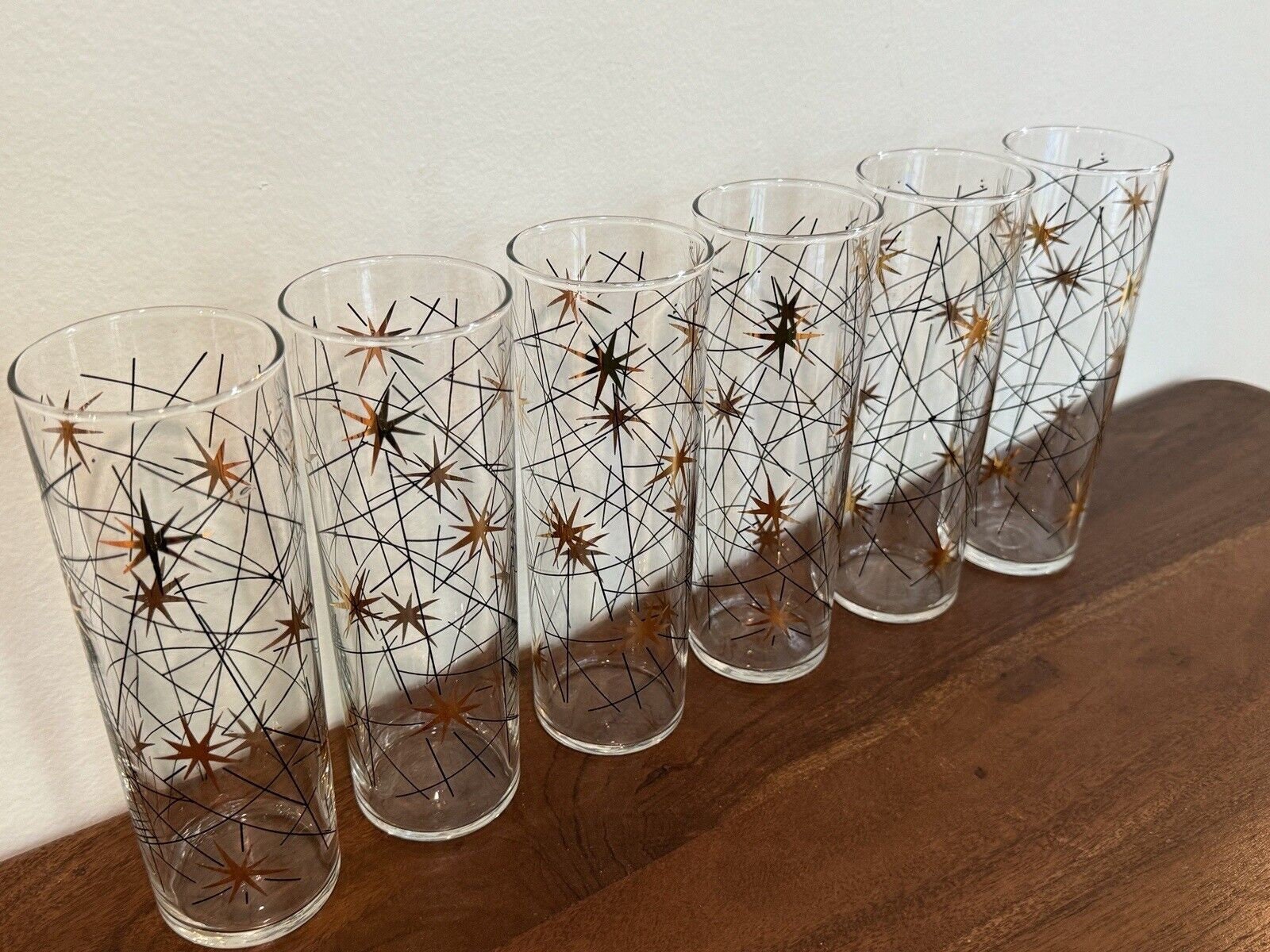Libbey Safedge Glassware Atomic Galaxy Starburst Collins Glasses Set of ...