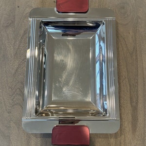 Jean Couzon Stainless Steel Purple Pink Resin Handled Art Deco Tray ...