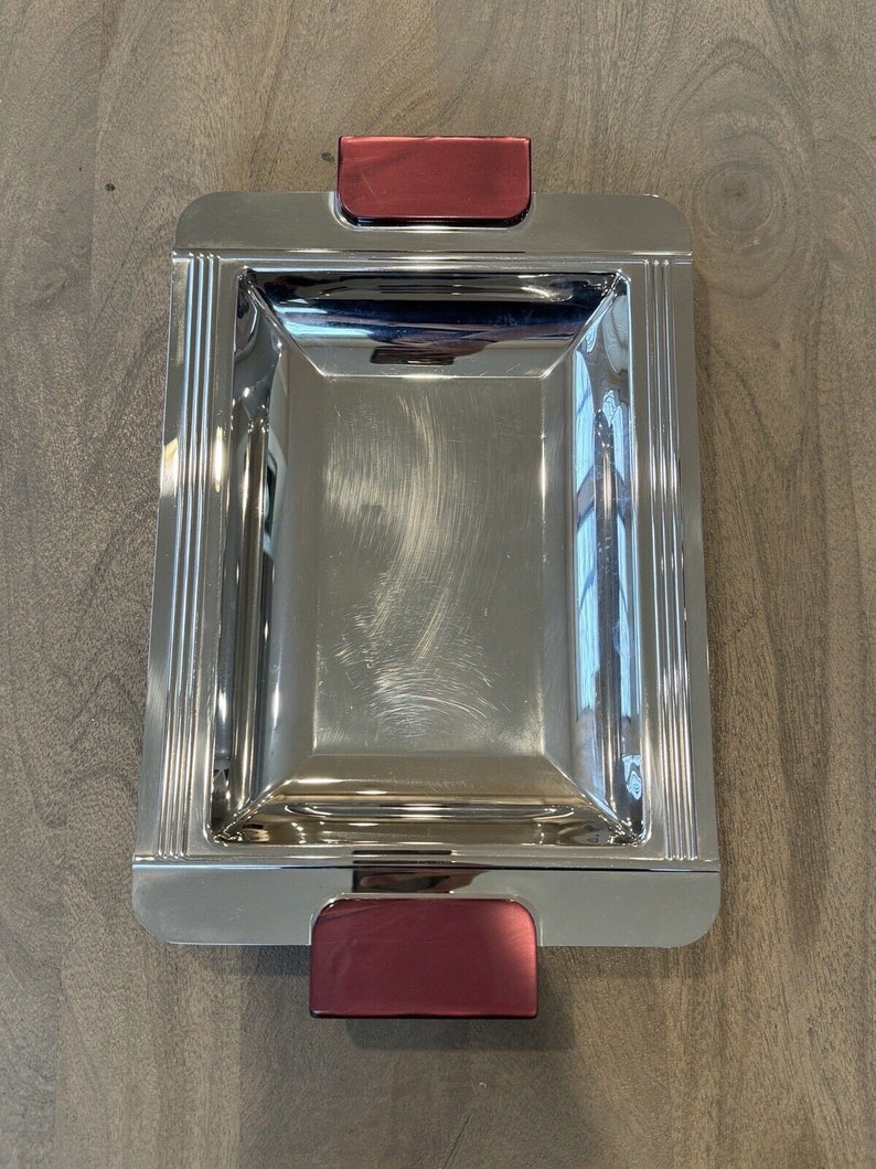 Jean Couzon Stainless Steel Purple Pink Resin Handled Art Deco Tray ...