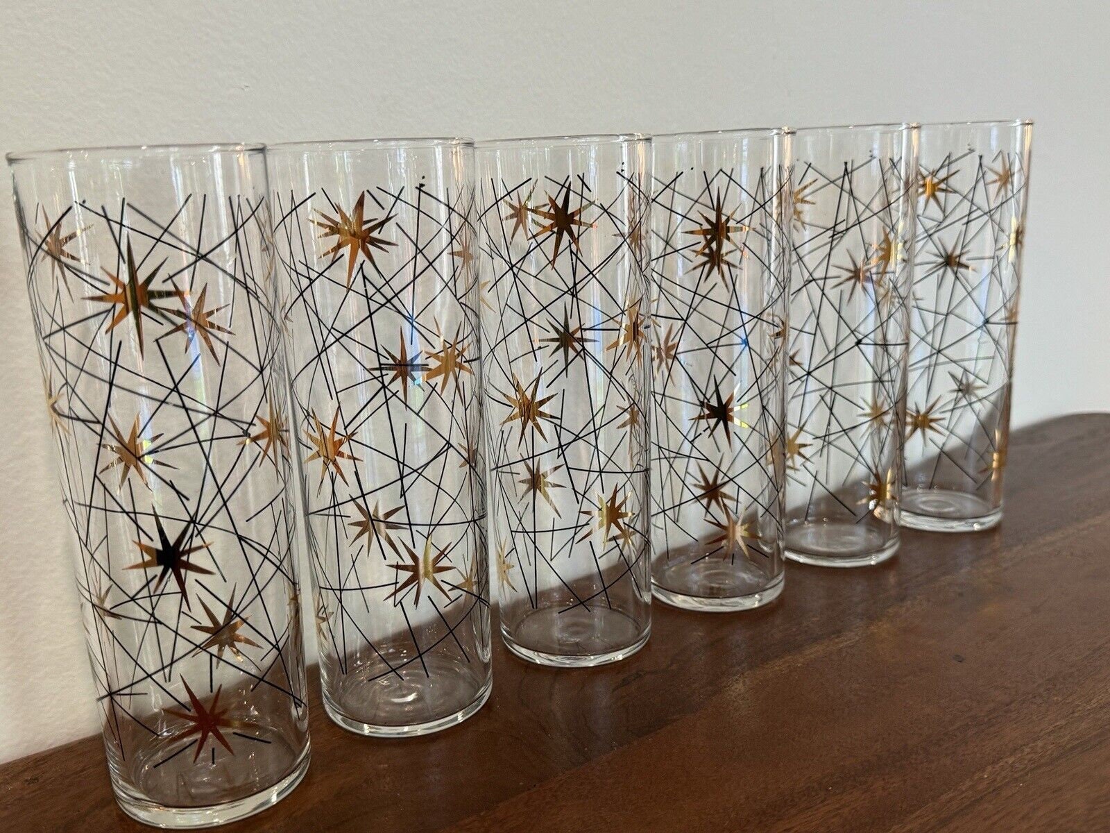 Libbey Safedge Glassware Atomic Galaxy Starburst Collins Glasses Set of ...