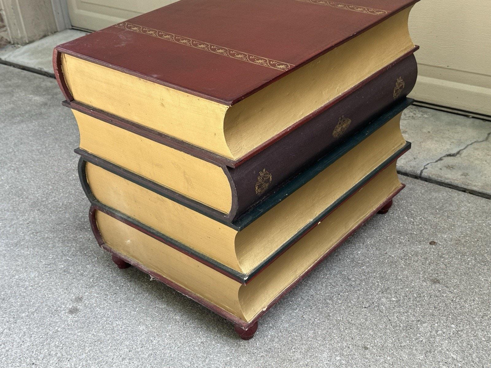 Vintage Trompe L'oeil Stack of Books Accent Side Table Stacked Book ...