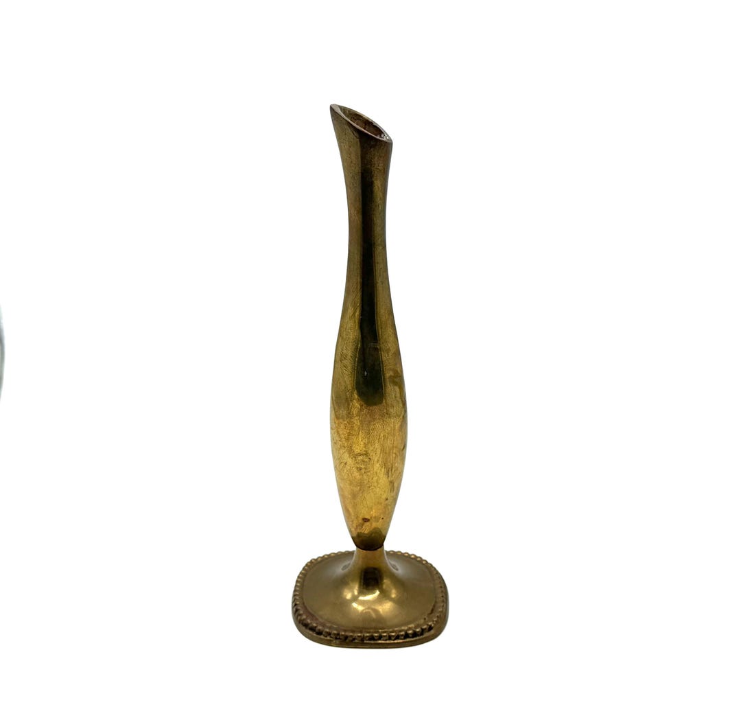 Vintage Small Petite Solid Brass Flower Vase Metal Decor Piece Metal ...