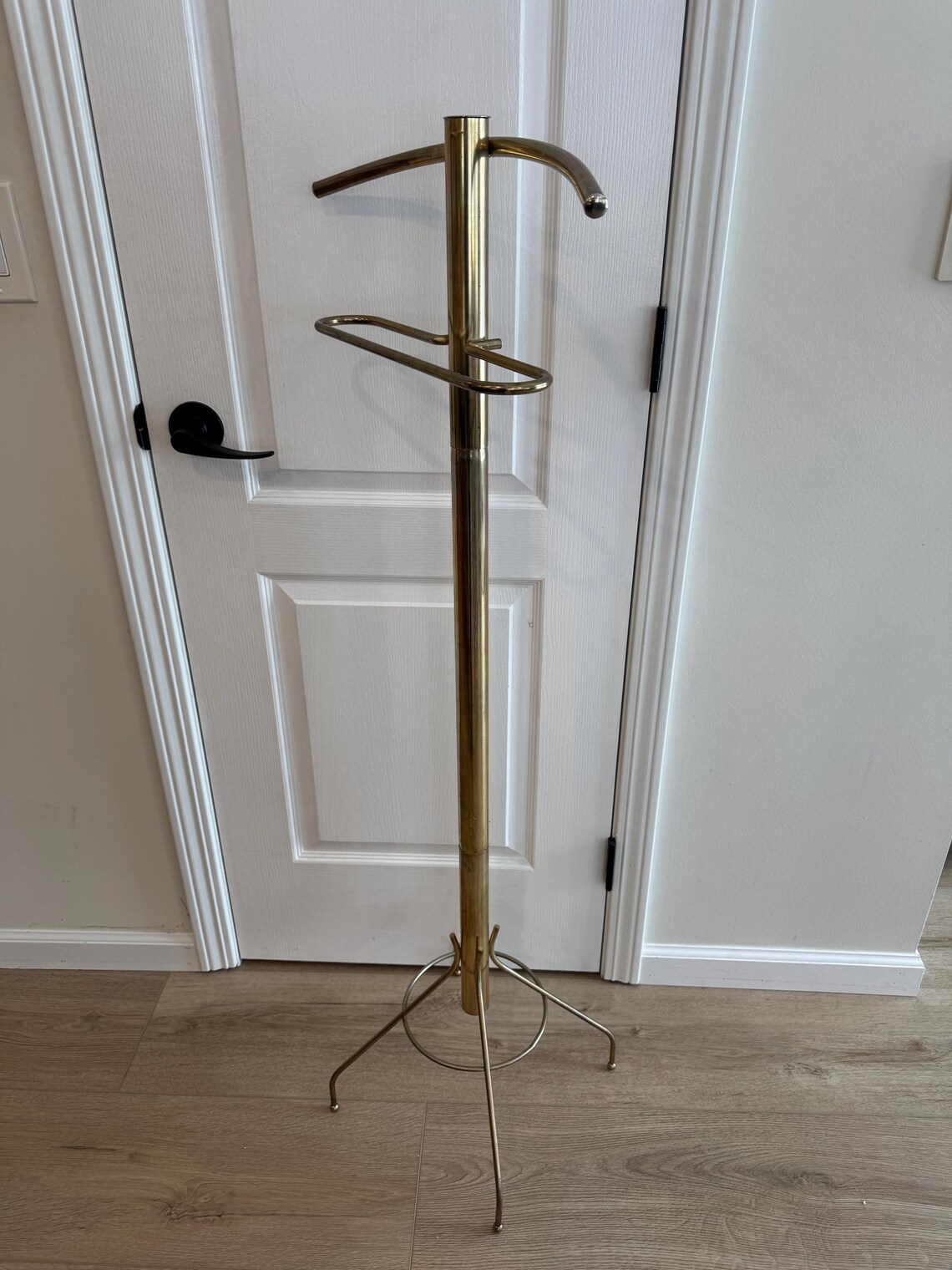 Vintage Brass Floor Length Clothing Butler Valet Coat Rack Art Deco ...
