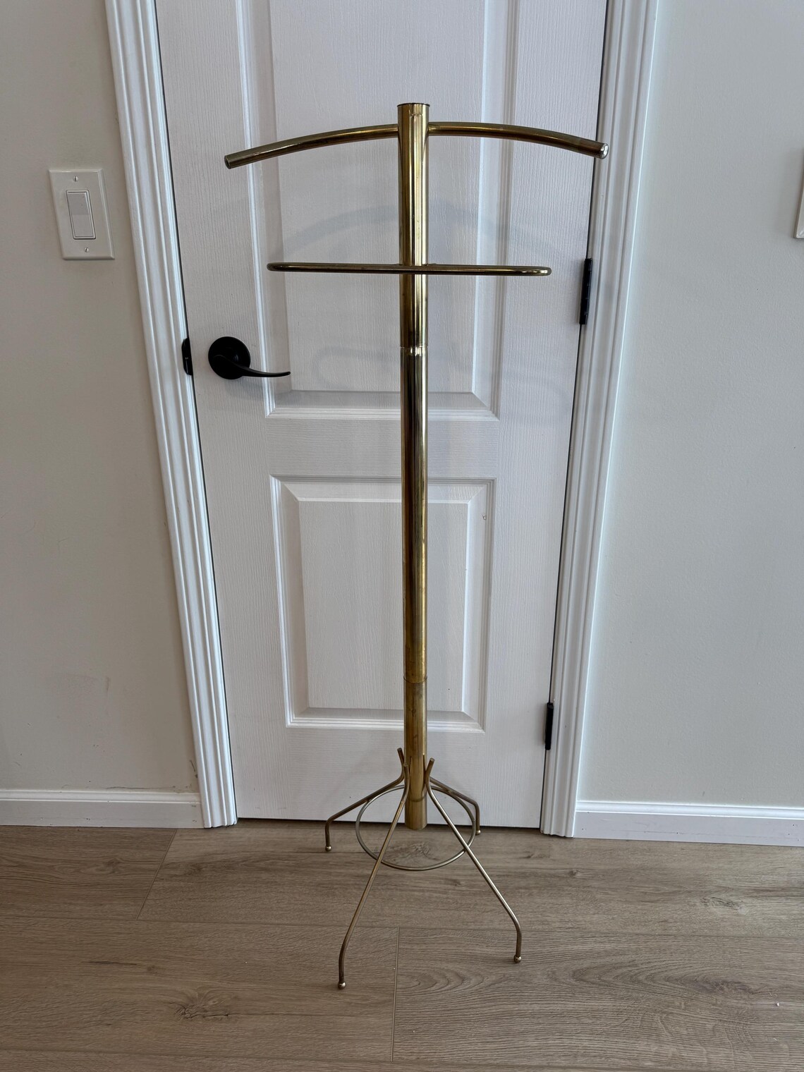 Vintage Brass Floor Length Clothing Butler Valet Coat Rack Art Deco ...
