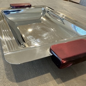 Jean Couzon Stainless Steel Purple Pink Resin Handled Art Deco Tray ...