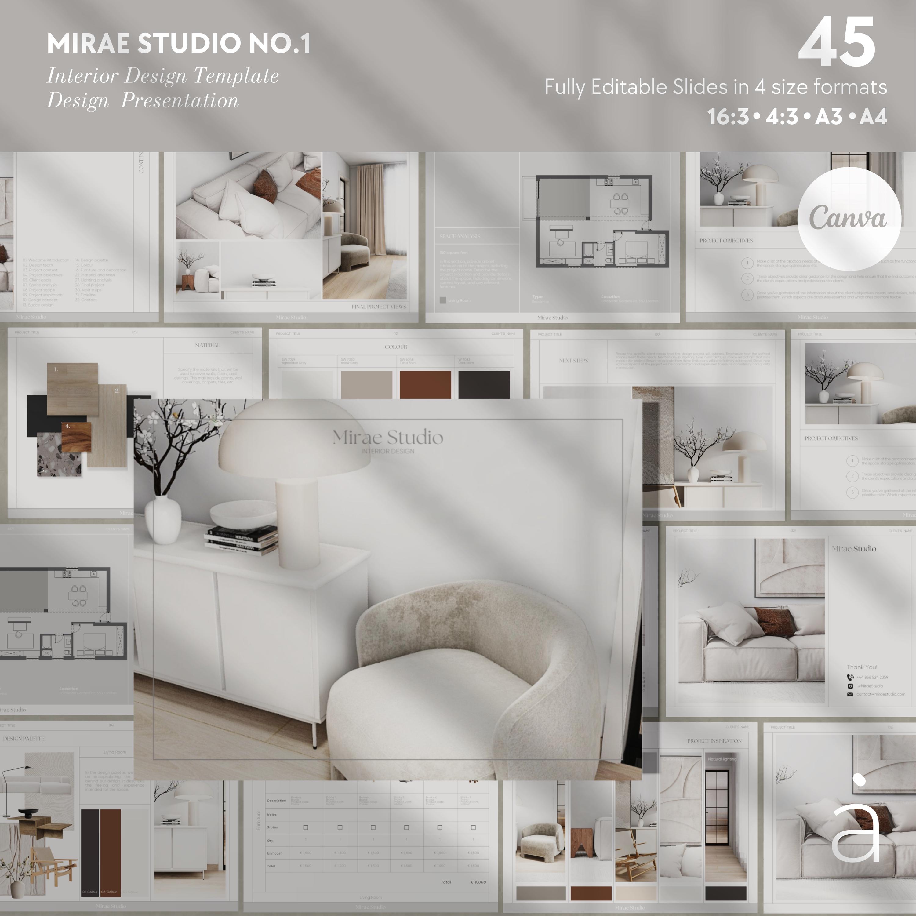 Interior Design Template Canva-project Presentation-custom Interior ...