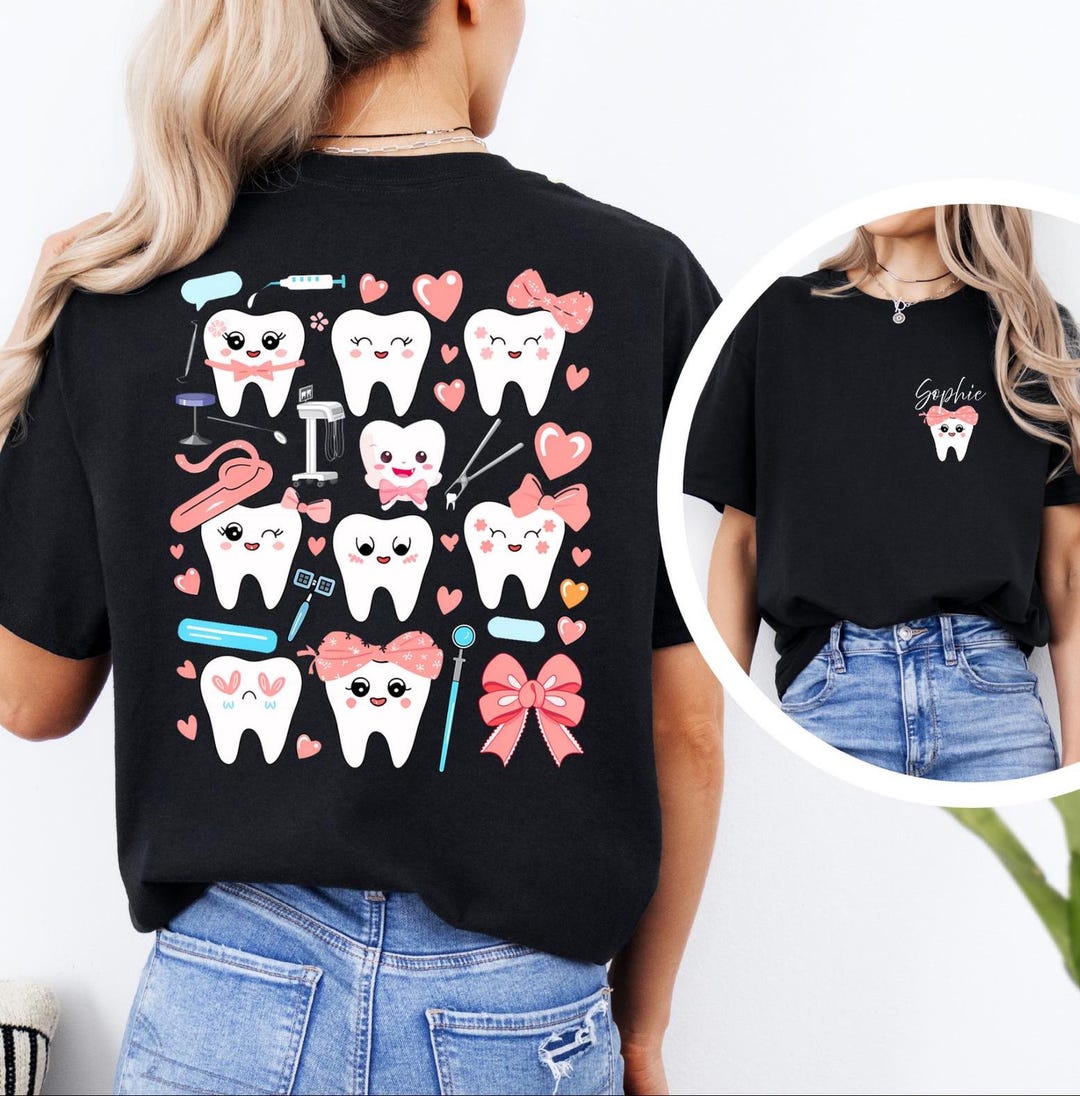 Personalized Dental Tooth Shirt, Custom Dentist T-shirt, Hygienist ...