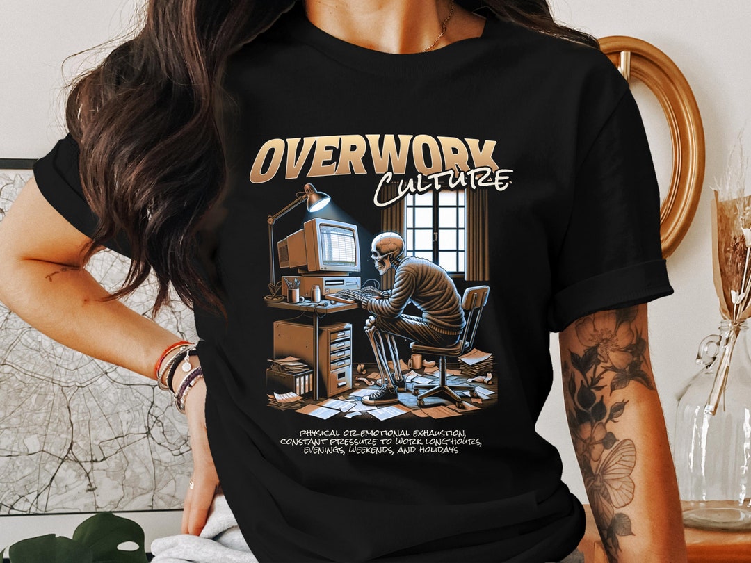 Overwork Culture Retro Digital Art Print, Funny Office Decor, Work From ...