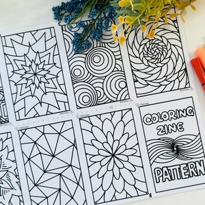 Pattern Coloring Zine Book, Mini Printable Coloring Book, Adult & Kids ...