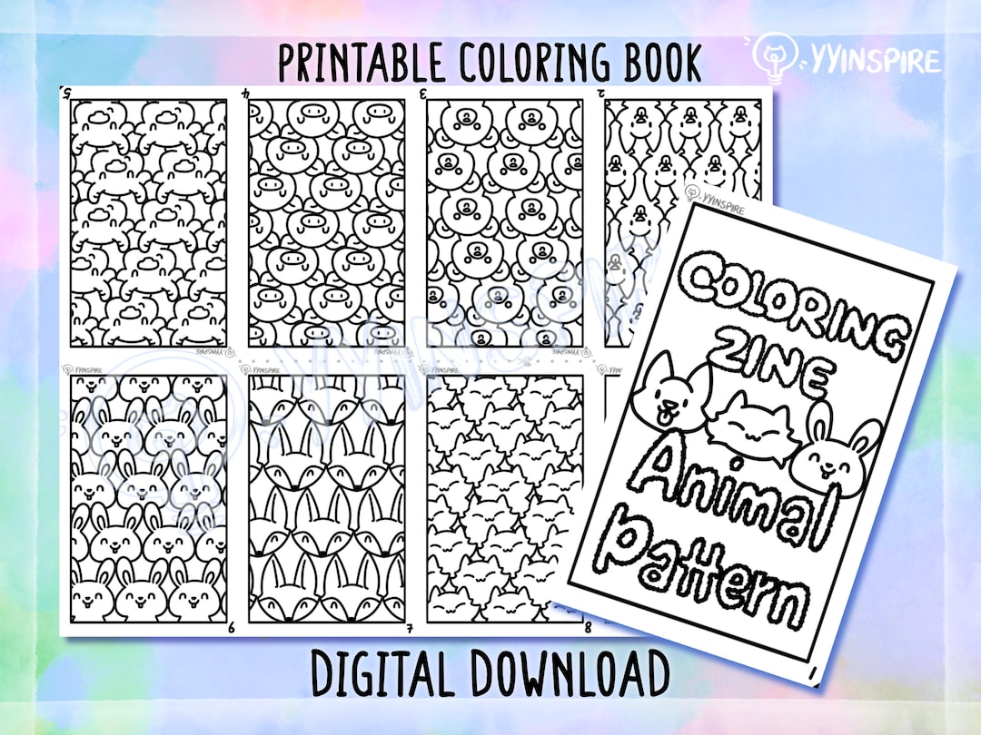 Animal Pattern Coloring Zine: Printable Mini Coloring Book (PDF) - Etsy