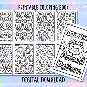 Animal Pattern Coloring Zine: Printable Mini Coloring Book (PDF) - Etsy