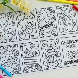Dessert Coloring Zine Book, Mini Printable Coloring Book, Adult & Kids ...