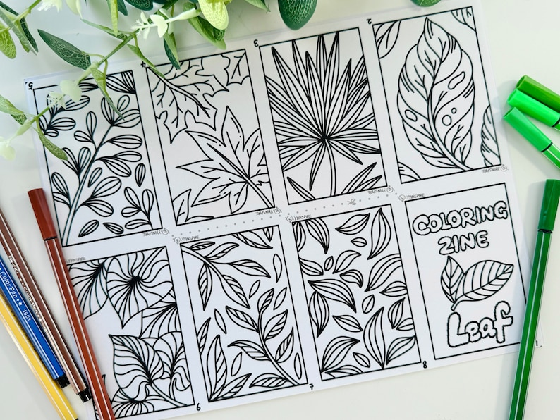 Leaf Coloring Zine: Printable Mini Coloring Book (PDF) - Etsy Canada