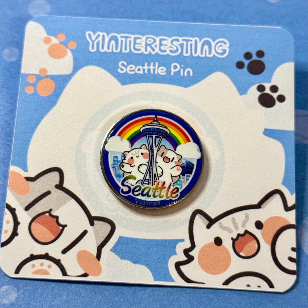 Seattle Cute Cats Hard Metal 1 Inch Pin Gift for Cat Lovers, Cute Cats ...
