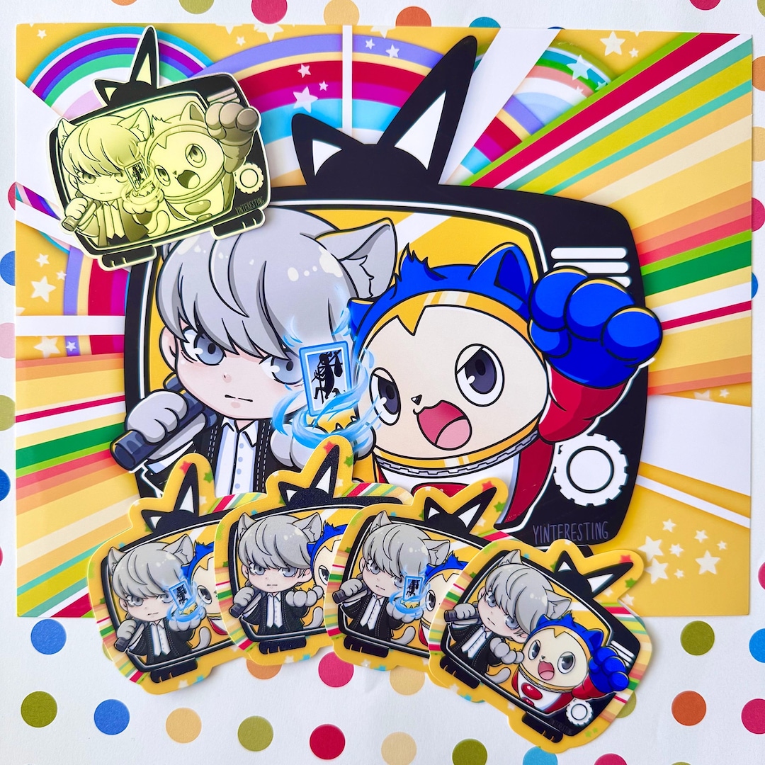 Persona 4 Meow Sticker, P4 Stickers, Kawaii Glitter Vinyl Die Cut ...