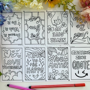 Quote Coloring Zine Book: Printable Coloring Pages (digital Download ...