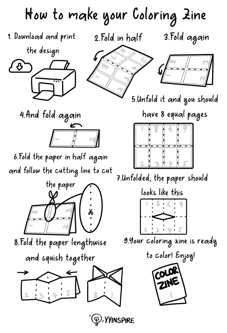 Animal Pattern Coloring Zine: Printable Mini Coloring Book (PDF) - Etsy