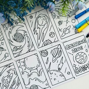 Cosmic Coloring Zine: Printable Mini Coloring Book (PDF Download) - Etsy