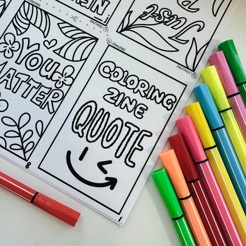 Quote Coloring Zine Book: Printable Coloring Pages (digital Download ...