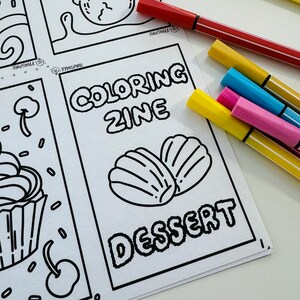 Dessert Coloring Zine Book, Mini Printable Coloring Book, Adult & Kids ...