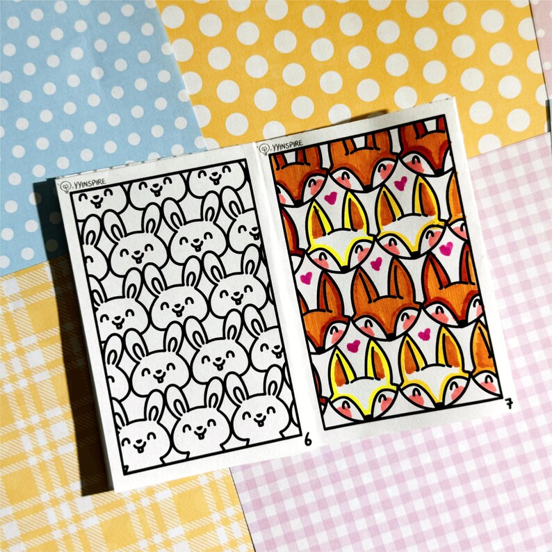 Animal Pattern Coloring Zine: Printable Mini Coloring Book (PDF) - Etsy