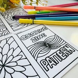 Pattern Coloring Zine Book, Mini Printable Coloring Book, Adult & Kids ...