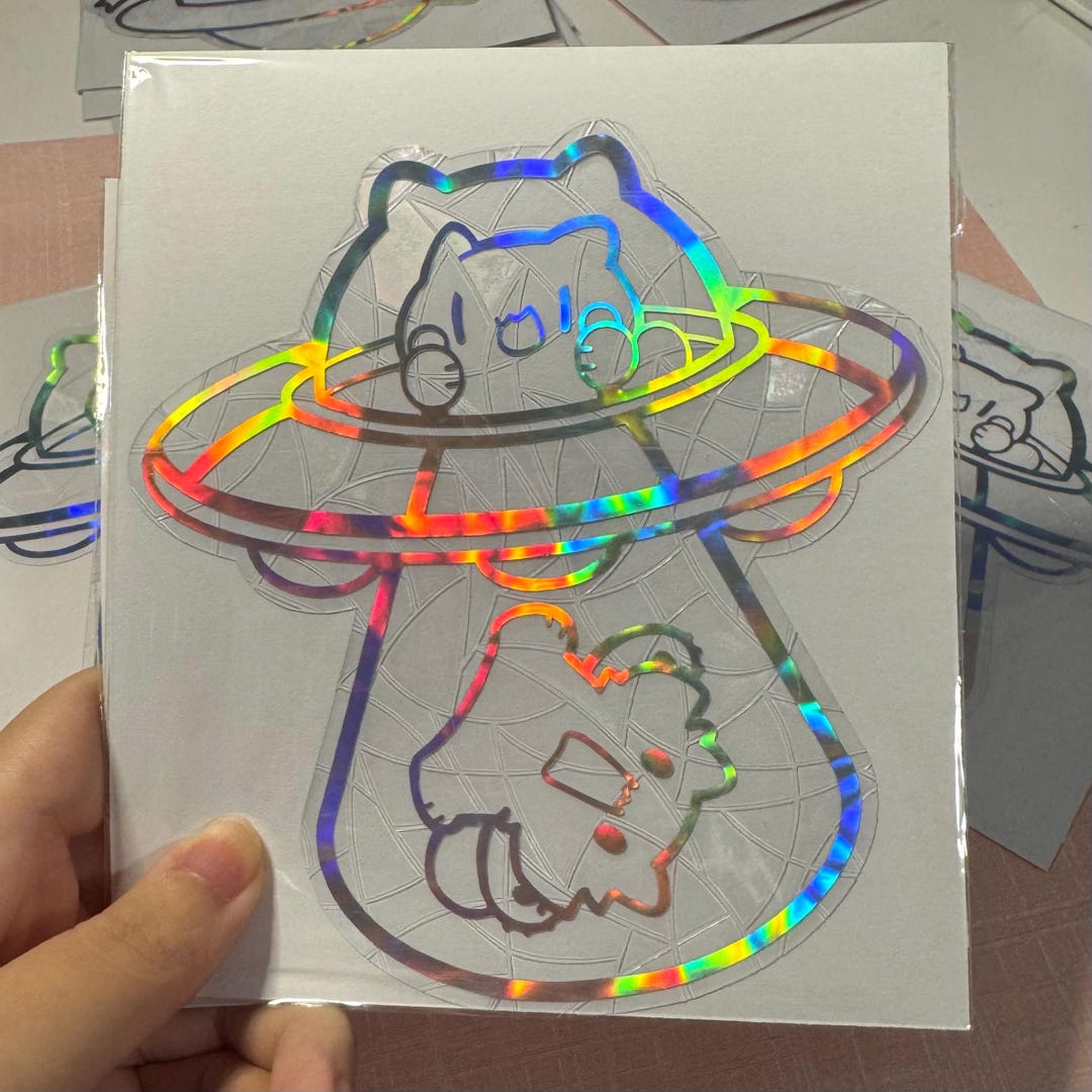 UFO Aliens Cat Suncatcher, Window Art for Cat Lover, Rainbow Maker ...