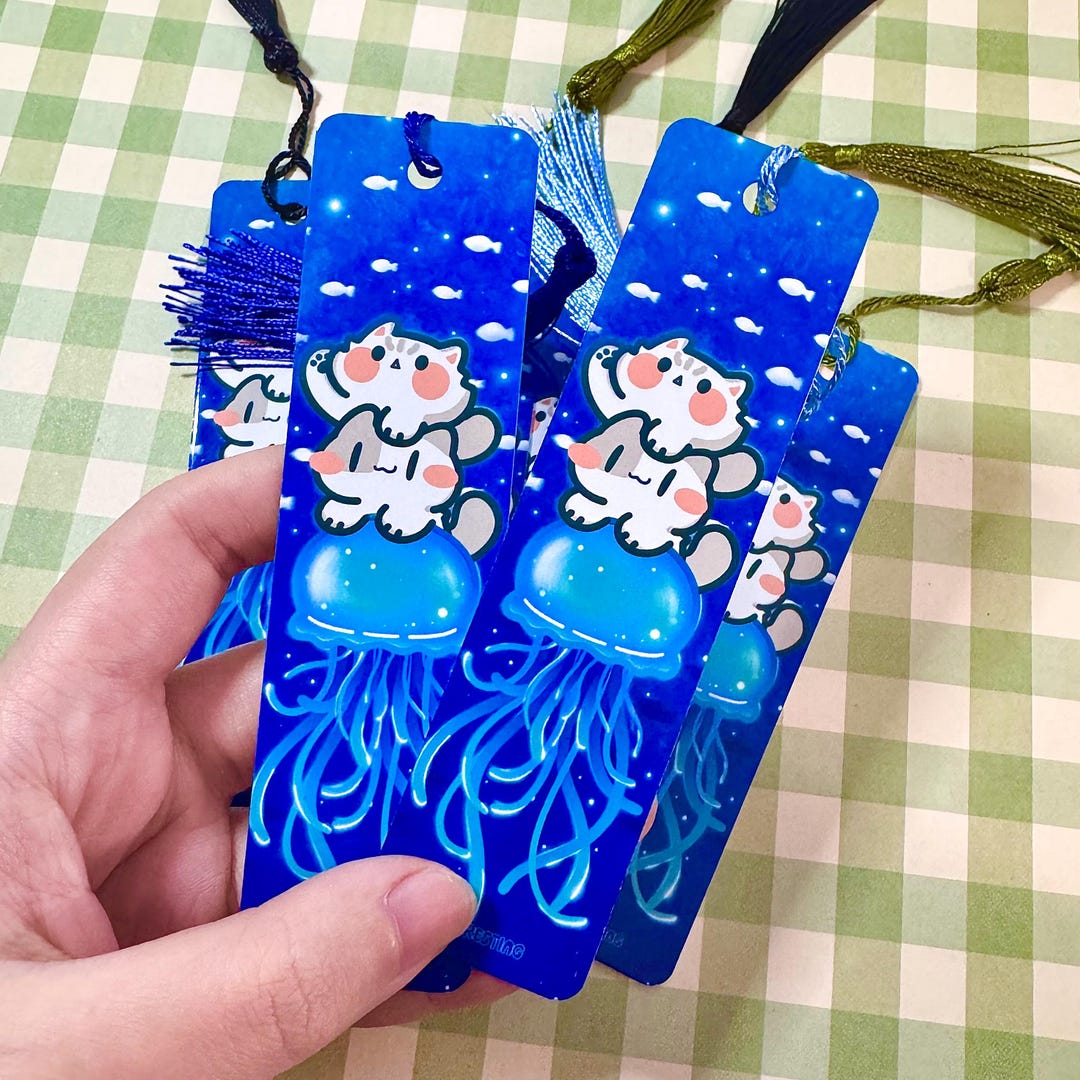 Jellyfish Cat Metal Bookmark: Gift for Book and Cat Lovers - Etsy