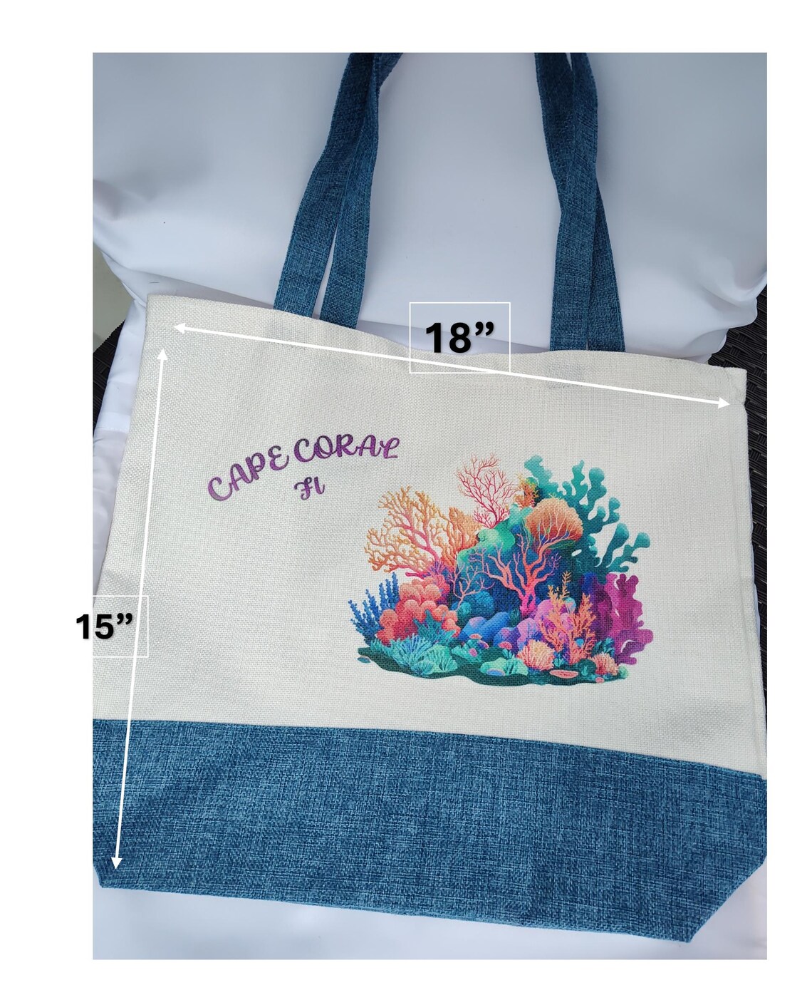 Canvas Tote Bag Anchor Nautical Cape Coral Burrowing Owl Beach Shell ...