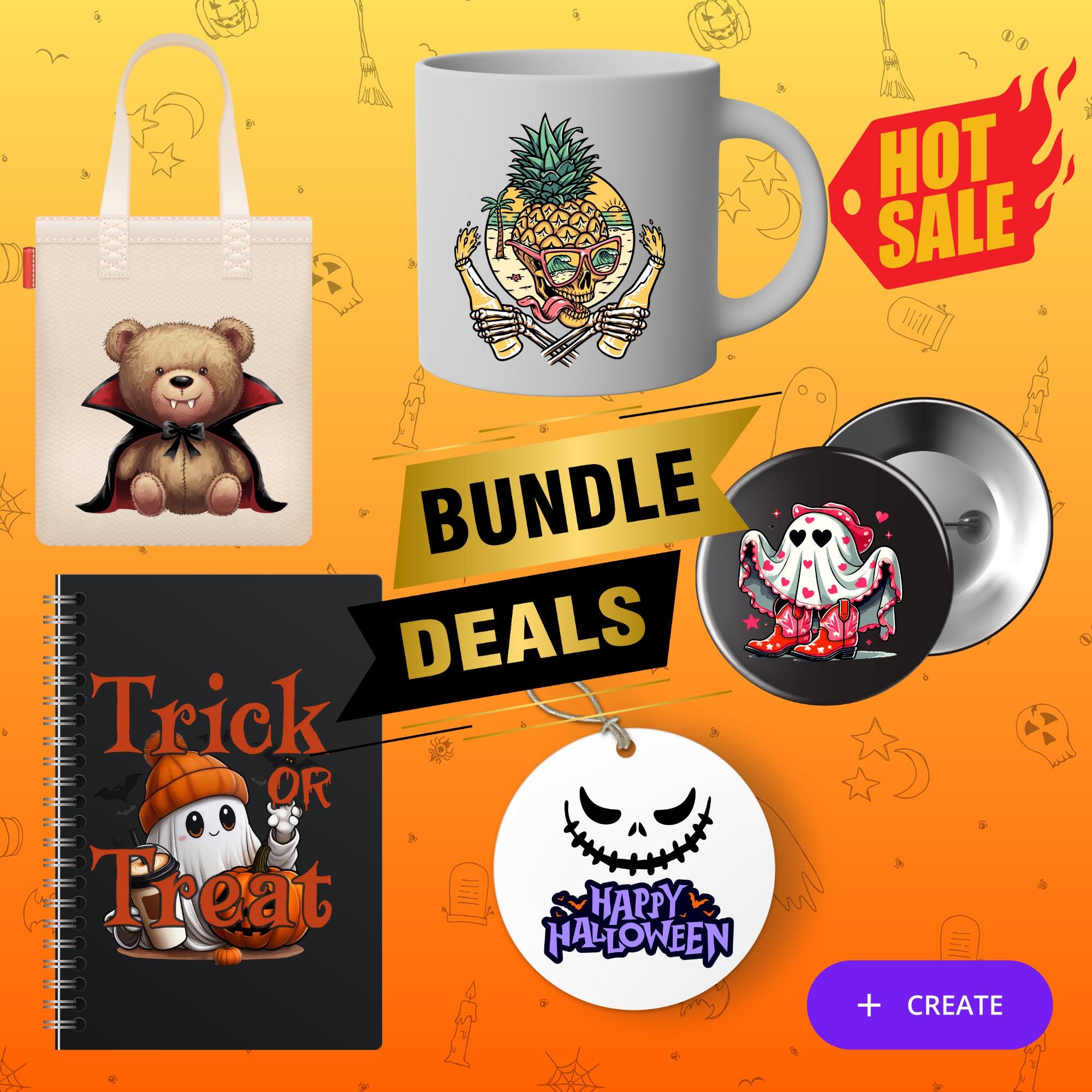 Spooky Halloween Bundle: 100 PNG / SVG Designs for Crafts & Decorations ...