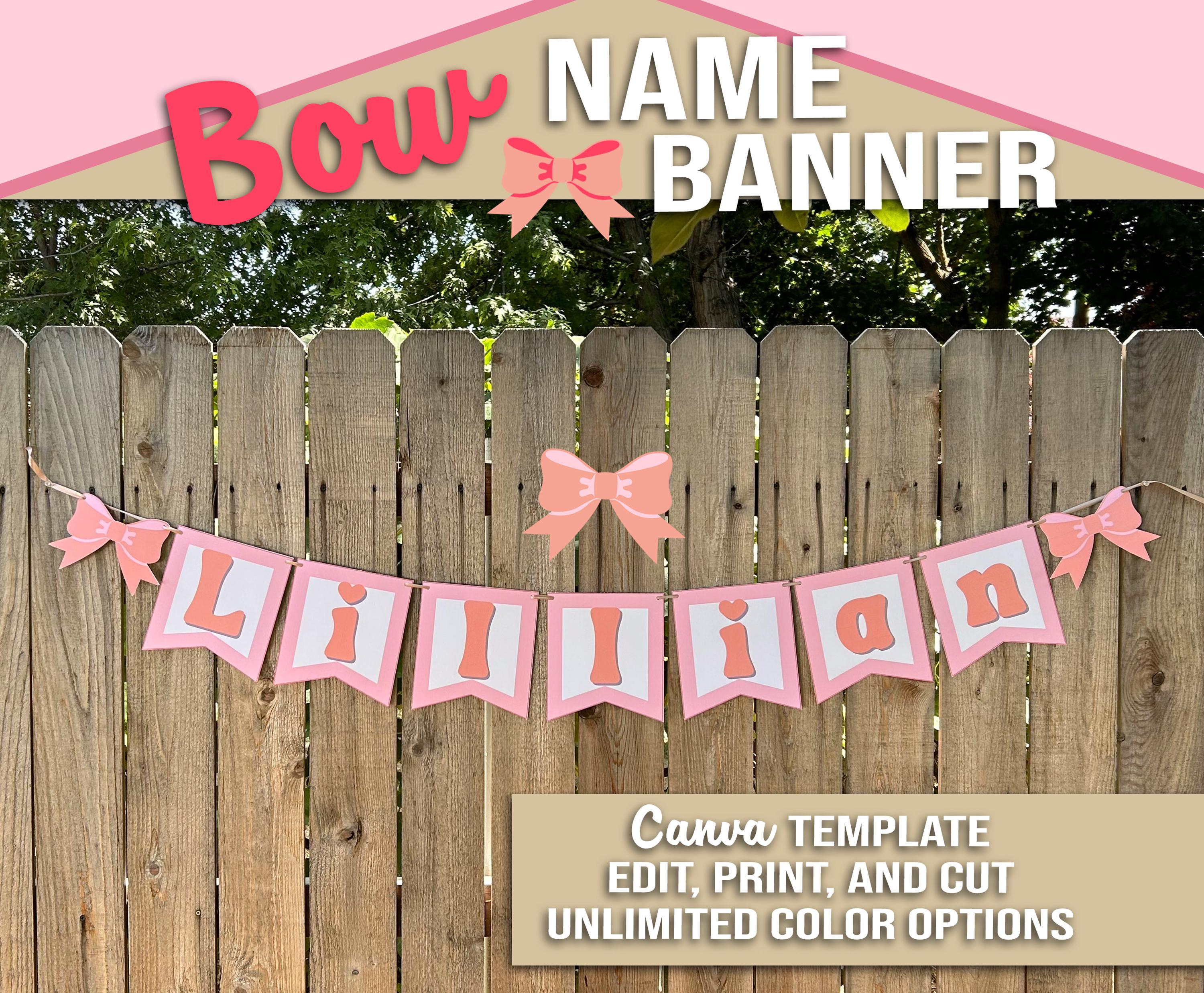 Bow Banner-custom Bow Name Banner-bow Bachelorette-bow Baby Name-girl ...