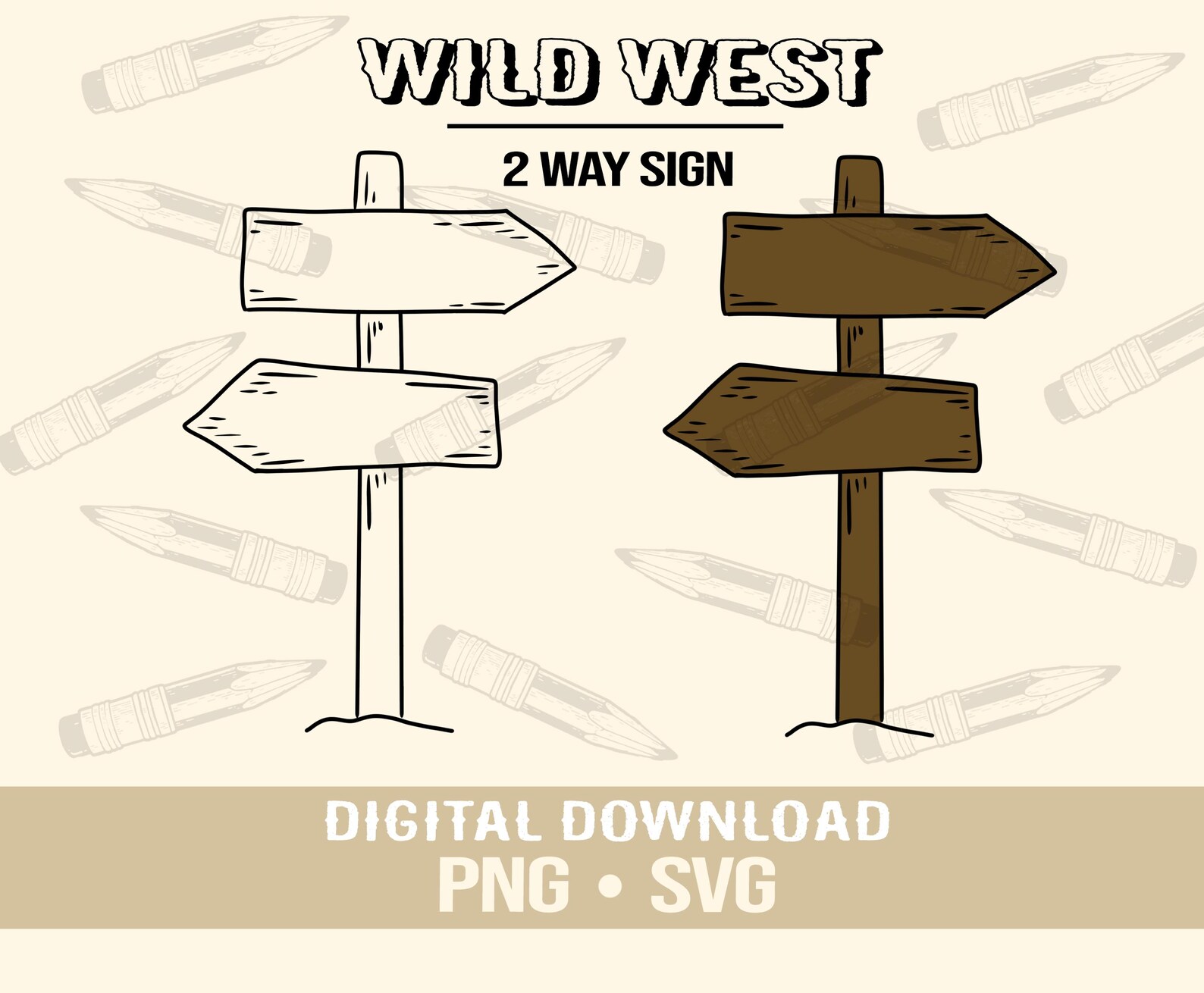 2 Way Sign Clip Art-cute Country Road Sign Digital File-western 2 Way ...