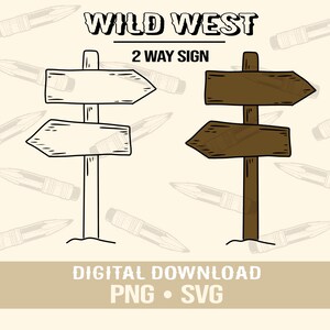 2 Way Sign Clip Art-cute Country Road Sign Digital File-western 2 Way ...