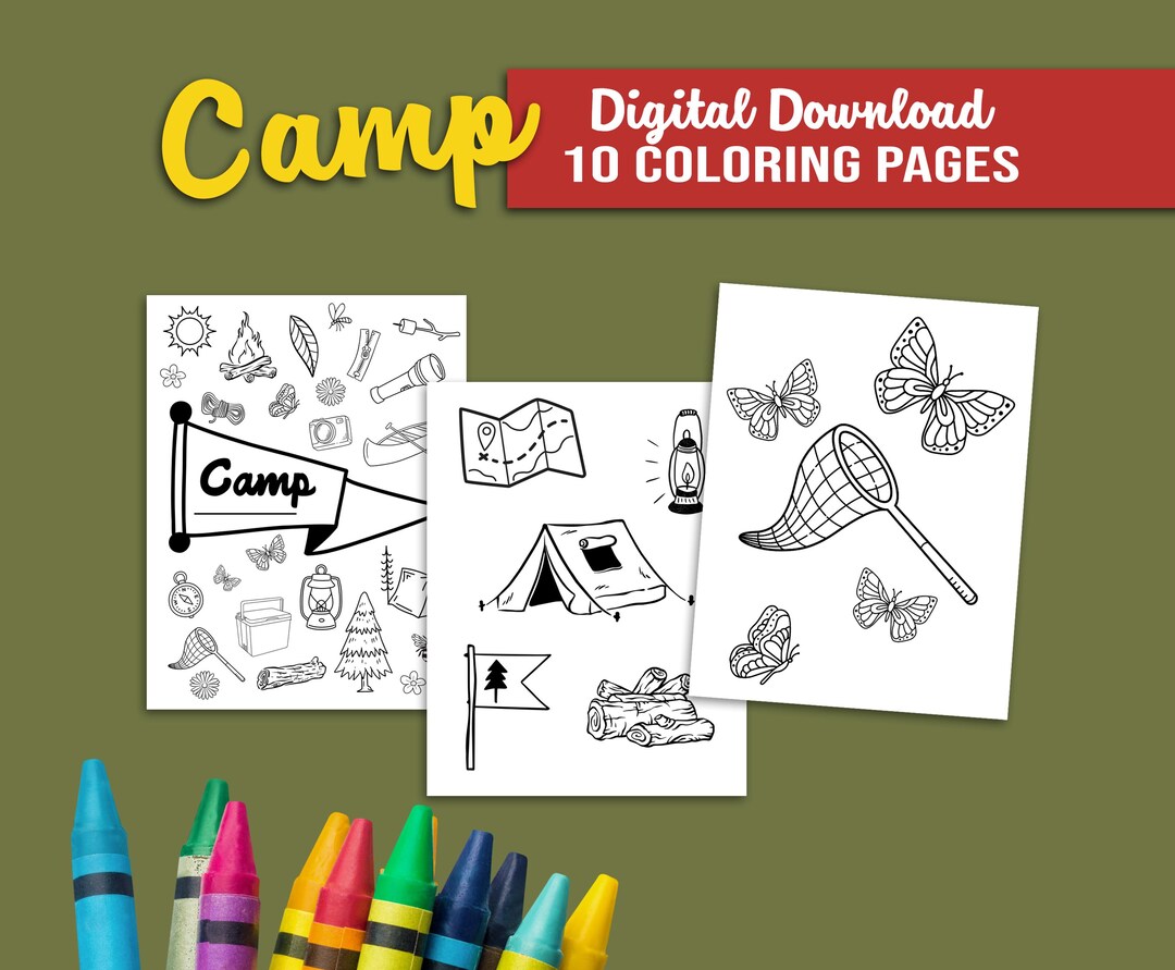 Camp Theme Coloring Pages-book Coloring Pages-summer Camping Campground ...