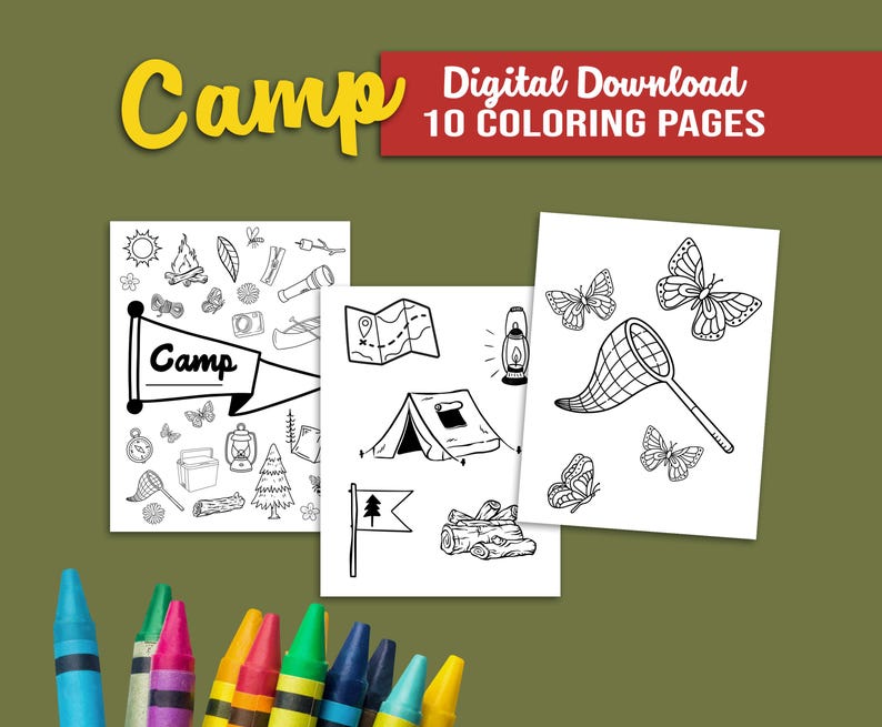 Camp Theme Coloring Pages-book Coloring Pages-summer Camping Campground ...