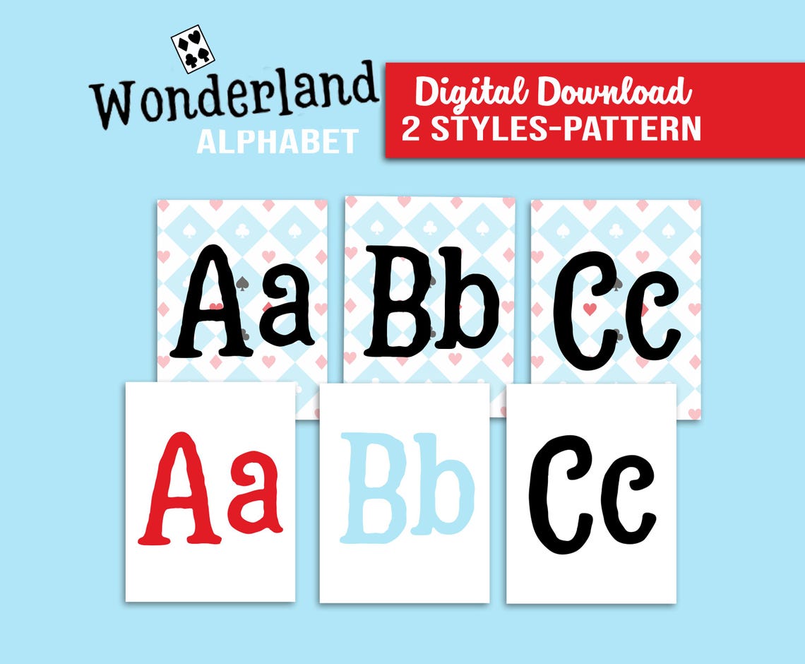 Wonderland Alphabet-digital Download Alphabet-abc Printables-alice in ...