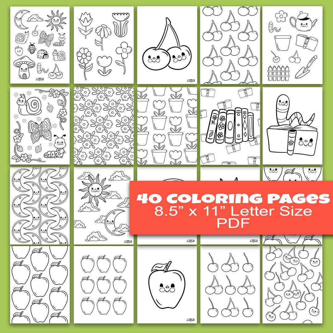 40 Page Retro Garden Coloring Book-digital Download Coloring Pages-cute ...