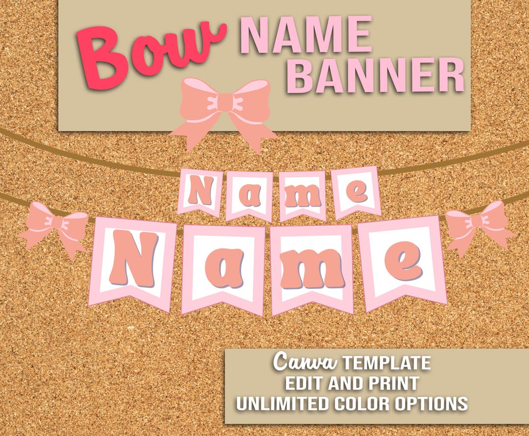 Bow Banner-custom Bow Name Banner-bow Bachelorette-bow Baby Name-girl ...